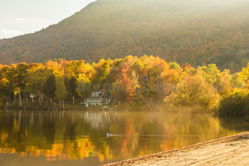 Autumn Foliage and Reflection in Vermont, Elmore State Park Stock Photo ...
