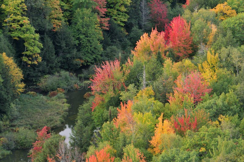 Misty Morning at Manido Falls - Upper Peninsula of Michigan Stock Photo ...