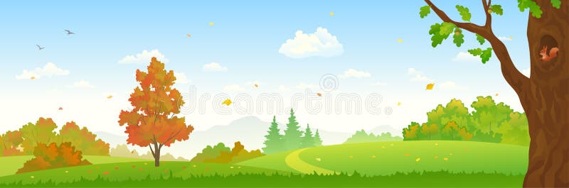 Autumn forest banner stock vector. Illustration of panoramic - 191945832
