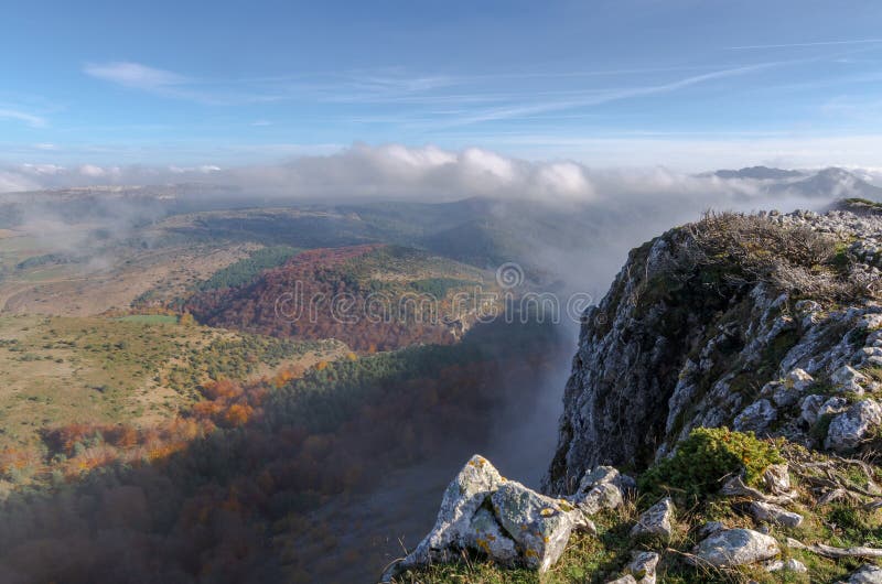 Autumn Forest and Clouds Seen from the Rocky Summit Stock Image - Image ...