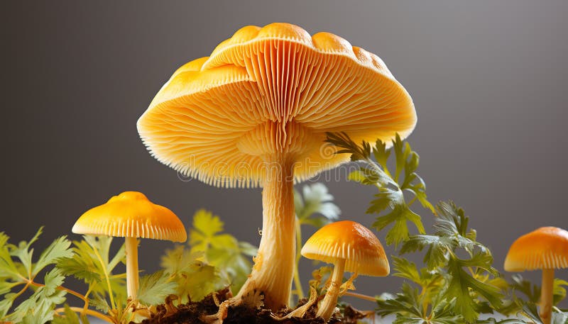 Autumn Forest Growth Yellow Toadstool, Edible Mushroom, Fresh Grass ...
