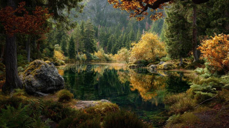 Autumn Forest Lake Reflection Stock Illustrations – 41,205 Autumn ...