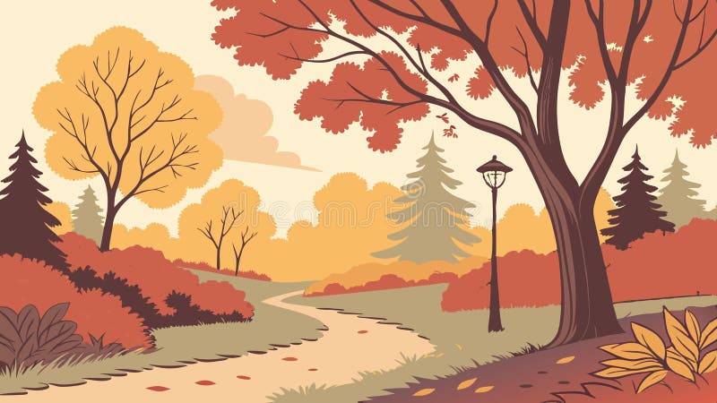 Autumn Forest Path, Fall Season Scenery Vector Design Generative AI ...