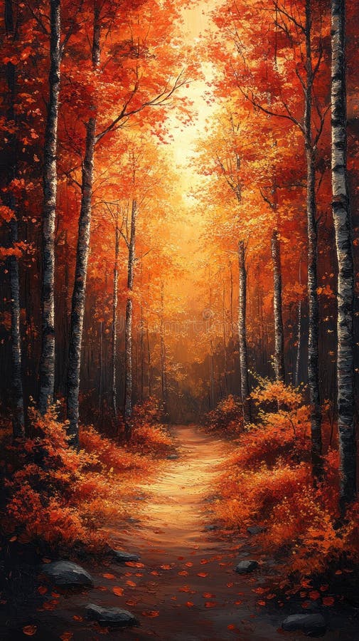 Autumn Forest Path Illustration Stock Illustration - Illustration of ...