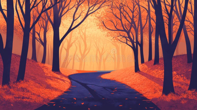 Autumn Forest Path: Orange and Red Leaves Pixel Art Stock Illustration ...