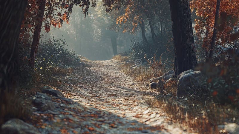 Autumn Forest Path Realistic Cinematic Light Sharp Focus Stock Photos ...