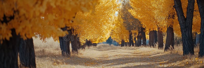 Autumn Forest Path through Trees with Fall Leaves. Stock Photo - Image ...
