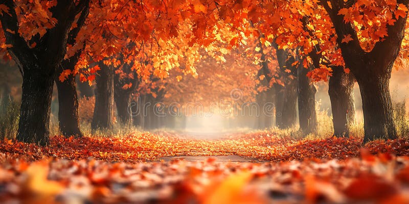 Autumn Forest Path Vibrant Fall Foliage Stock Illustration ...