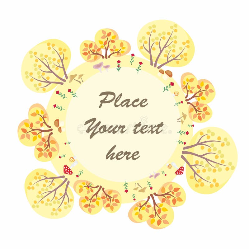 Autumn forest round frame stock vector. Illustration of vector - 98920972