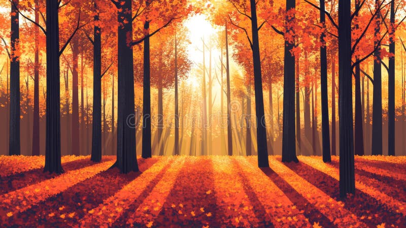 Autumn Forest Sunlight Pixel Art Stock Illustration - Illustration of ...