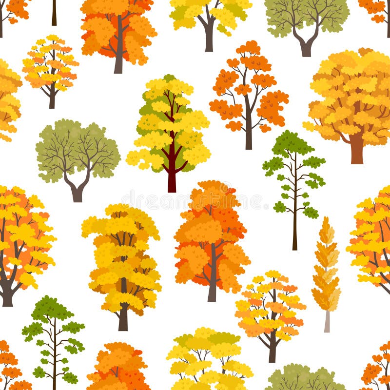 Autumn Forest Trees Pattern. a Woodland Background Stock Vector ...
