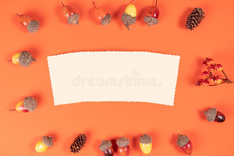 Autumn Frame Composition, Highlighted with a Sheet of Paper on an ...