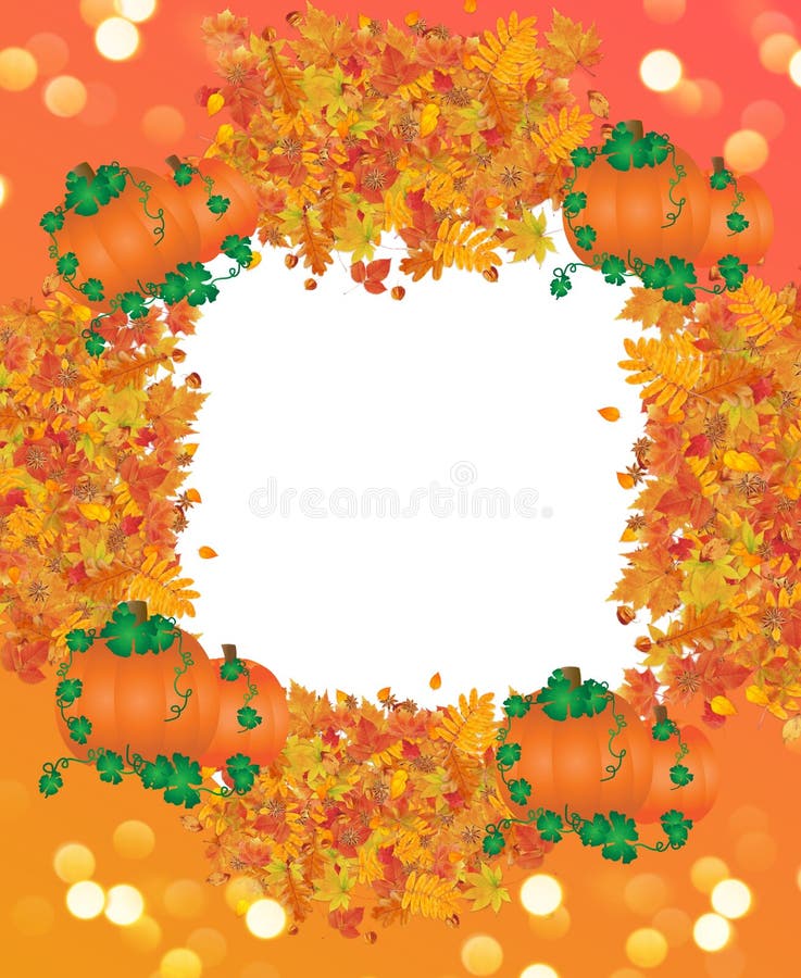 Autumn Frame with Leaves Isolated in Color Gradient Background Stock ...