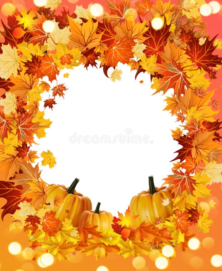 Autumn Frame with Leaves Isolated in Color Gradient Background Stock ...