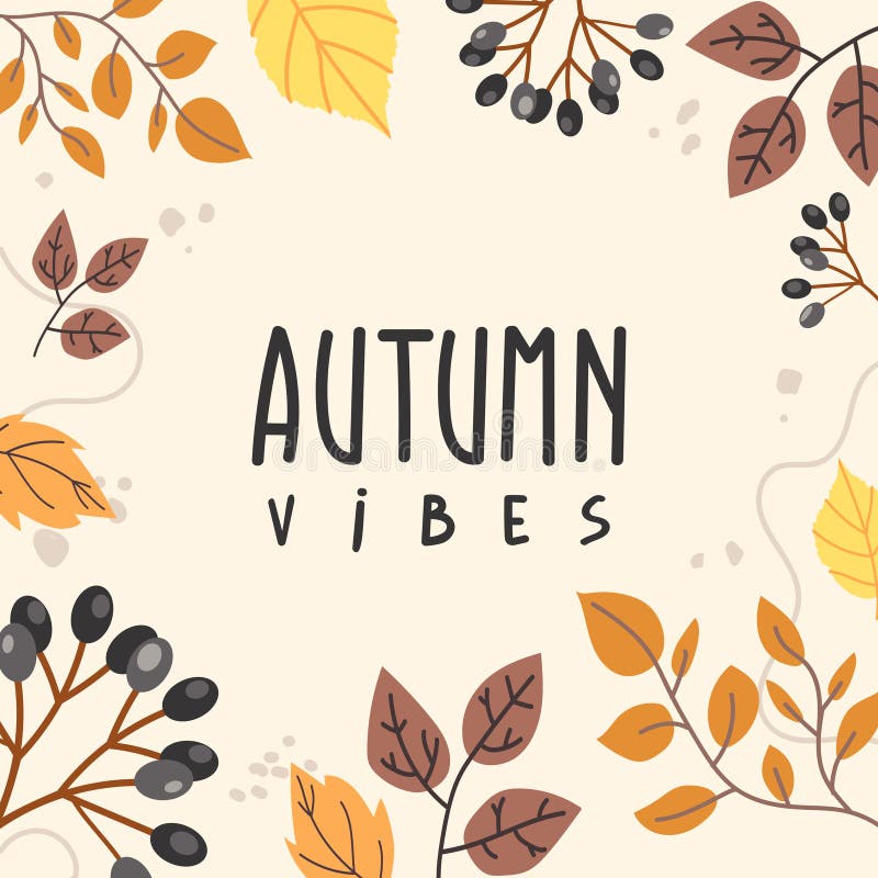 Autumn Frame Template Vector Illustration with Colorful Fall Leaves and ...