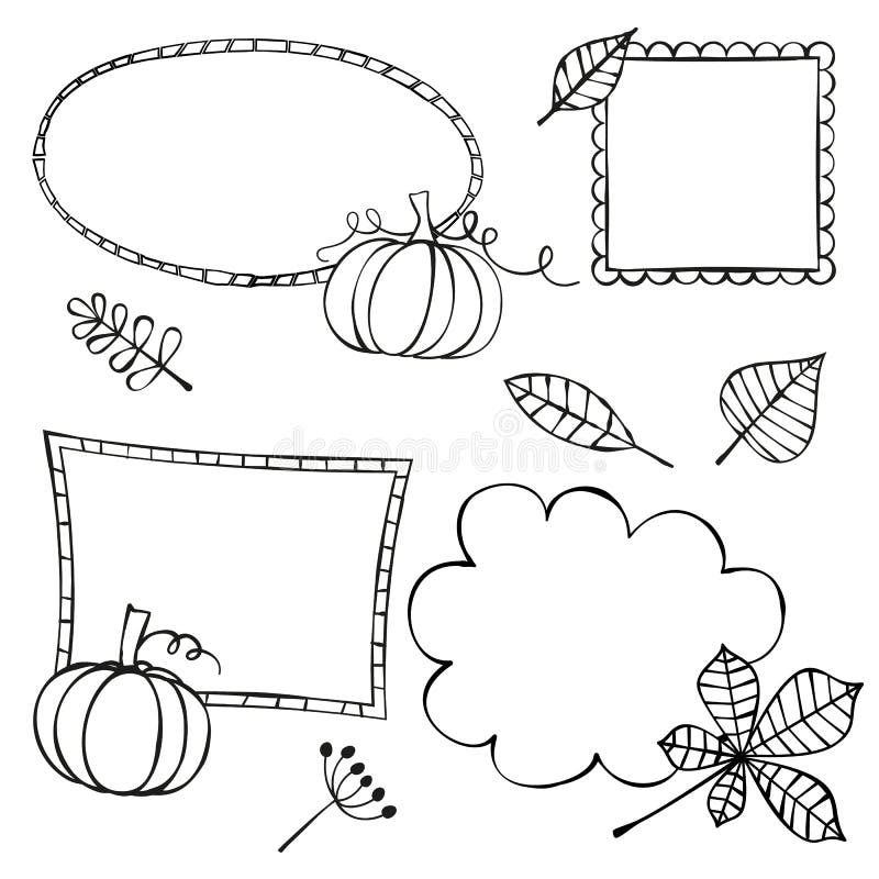 Autumn frames stock vector. Illustration of doodle, silhouette - 54972420