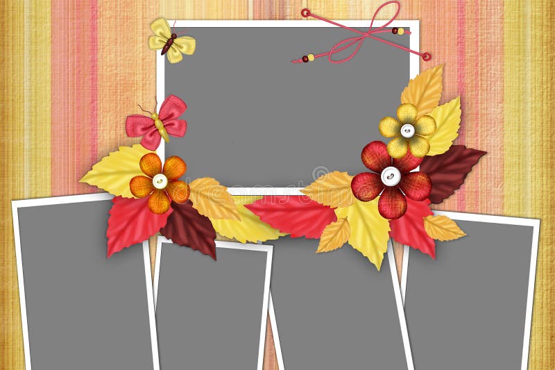 Autumn Framework on Four Cuts Stock Illustration - Illustration of ...