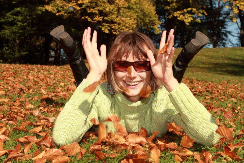 Autumn fun stock photo. Image of color, model, beauty - 27240494