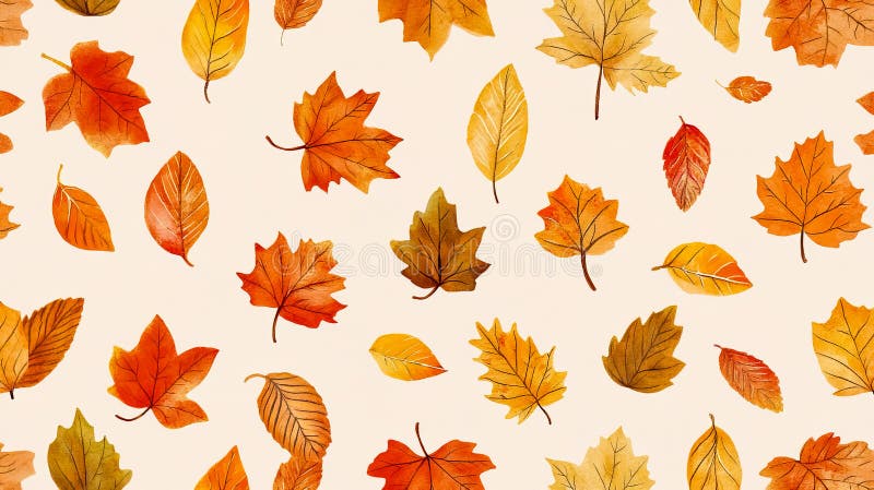 Autumn Gift Wrap Pattern, Printable, Plain Background, Autumn Leaves ...