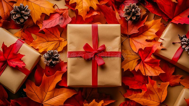 Autumn Gift Wrap Pattern, Printable, Plain Background, Autumn Leaves ...