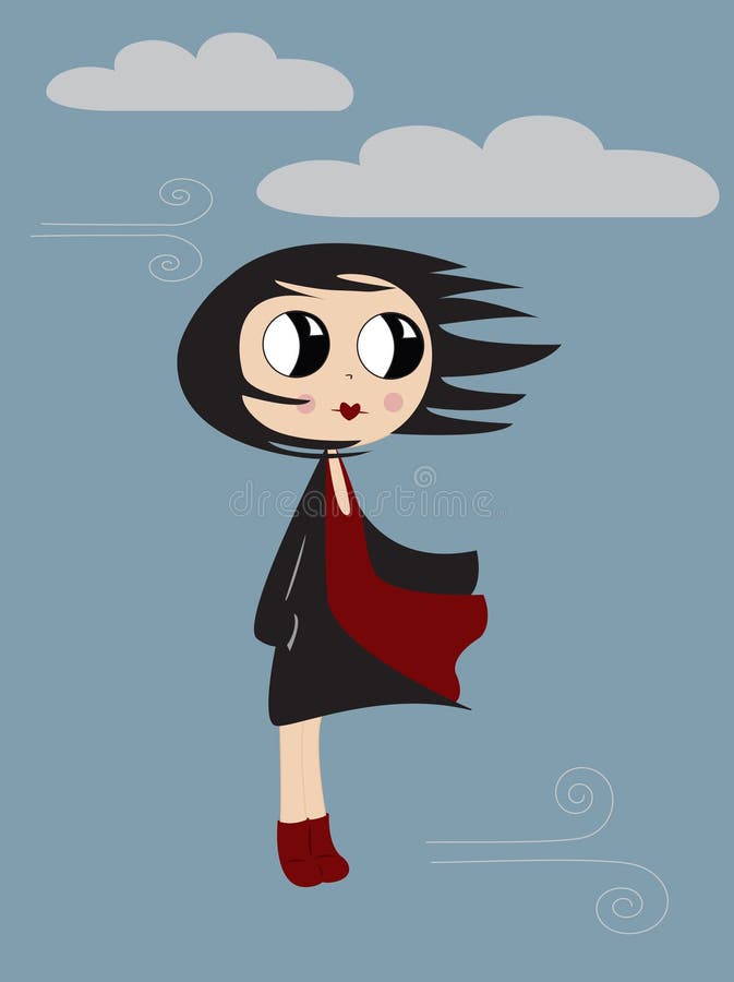 Autumn Girl in the Wind stock vector. Illustration of child - 1885131