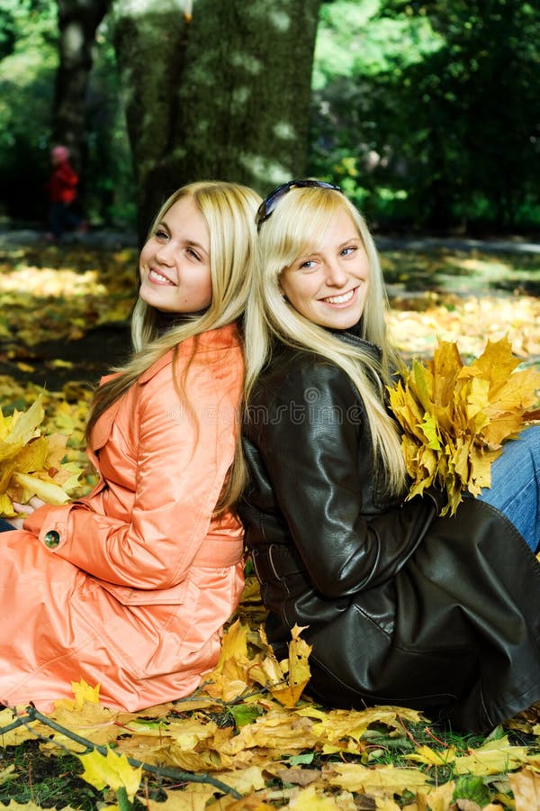 Autumn girls. stock photo. Image of camera, human, cheerful - 3437578