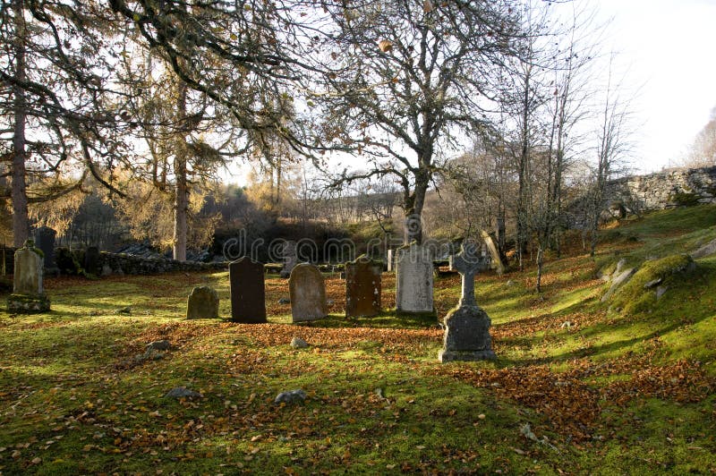 Autumn in a Graveyard Cassley Falls, Sutherland Scotland, U.K Stock ...