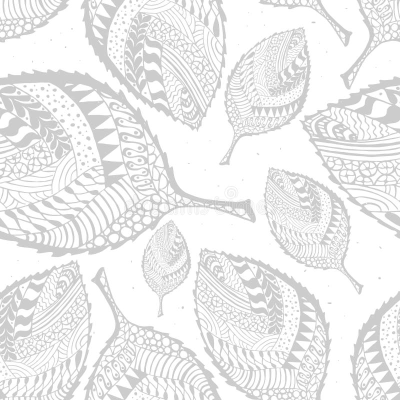 Autumn Grayscale Seamless Stylized Leaf Pattern Stock Vector ...