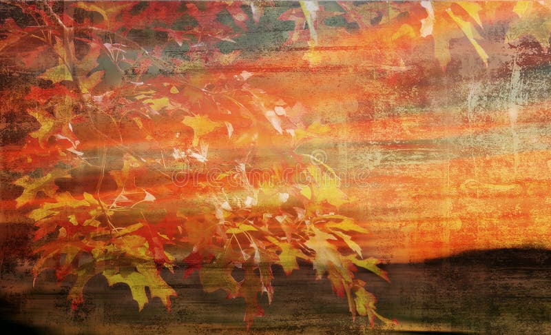 Mixed Media Painting with Winter Trees Stock Illustration ...