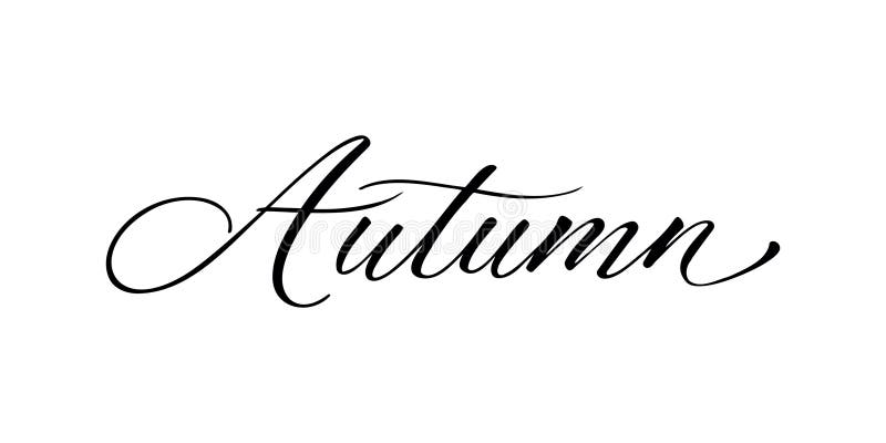 Autumn - Handwritten Text in Calligraphic Style on a White Background ...