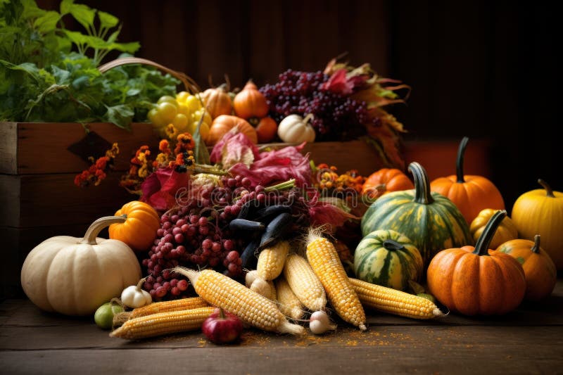 Autumn Harvest Bounty of the Season Stock Illustration - Illustration ...