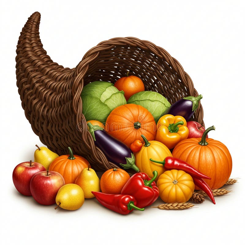 Autumn Harvest Cornucopia: Vibrant Vegetables and Fruits in a Rustic ...