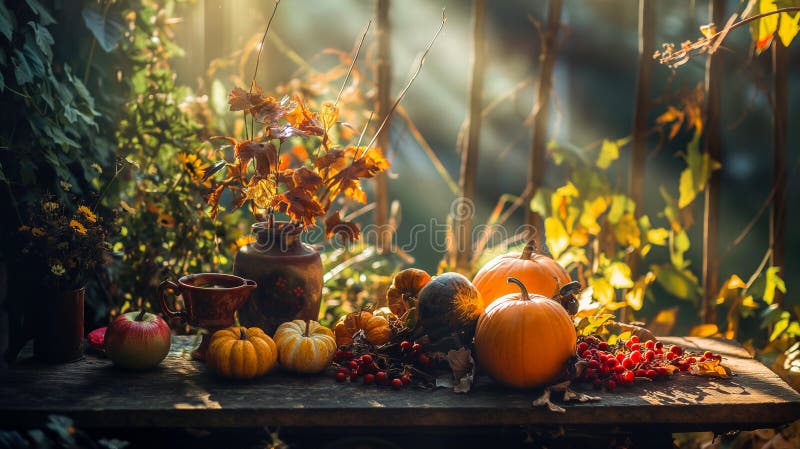 Autumn Harvest in the Garden Stock Image - Image of flowers, farm ...