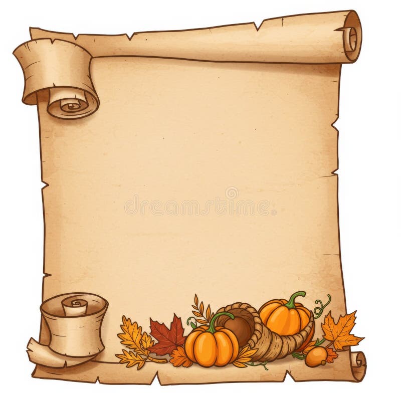 Autumn Harvest Scroll Design with Pumpkins and Leaves Stock ...