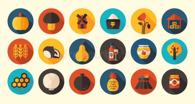 Autumn Harvest Thanksgiving Flat Icon Stock Vector - Illustration of ...