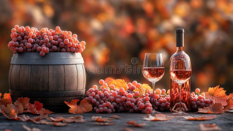 Autumn harvest wine scene stock illustration. Illustration of autumn ...