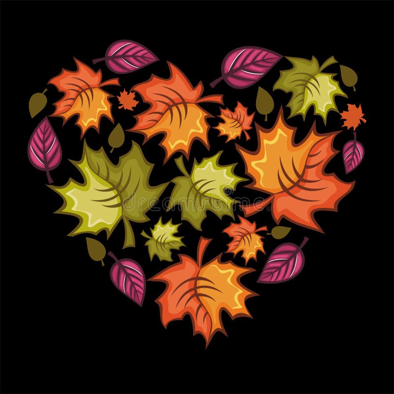 Heart with autumn leaves stock vector. Illustration of holiday - 15679301