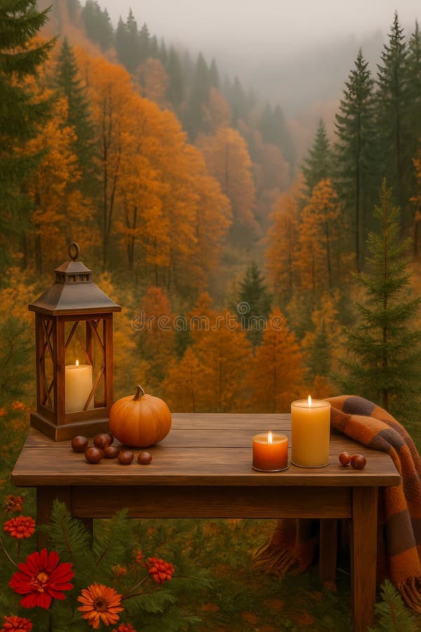Autumn Hearth: Cozy Fireside Glow in a Misty Forest (AI Generated ...