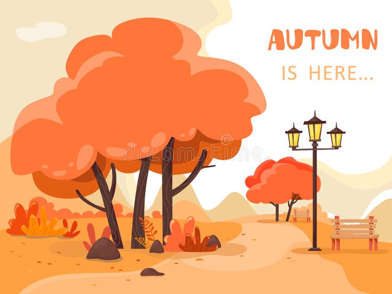 Autumn Background Autumn is Here ... Vector Illustration. Handwriting ...