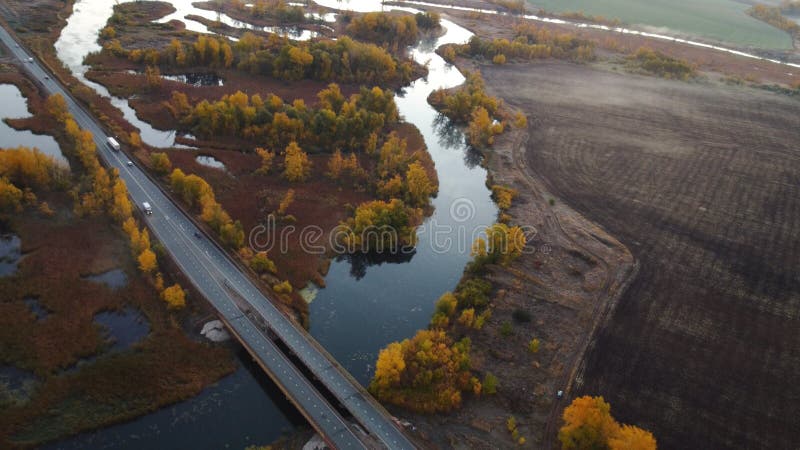 Autumn, Highway, Bridge Over the River Stock Image - Image of highway ...
