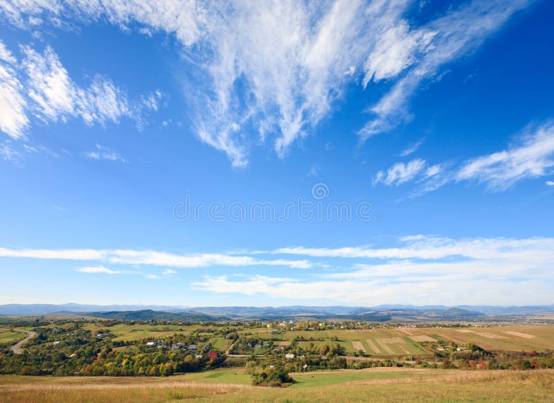 Autumn Hilly Country Valley View Stock Photo - Image of cirrus, tree ...