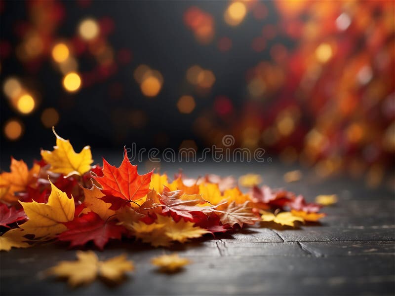 Autumn Horizontal Bokeh Background with Falling Maple Leaves Stock ...