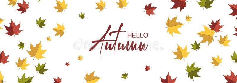 Autumn Horizontal Design with Colorful Falling Leaves. Place for Text ...