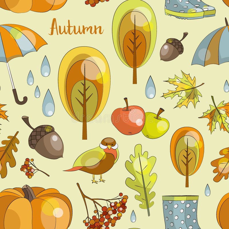 Autumn, School Icon Set. Cartoon and Flat Style. White Background ...