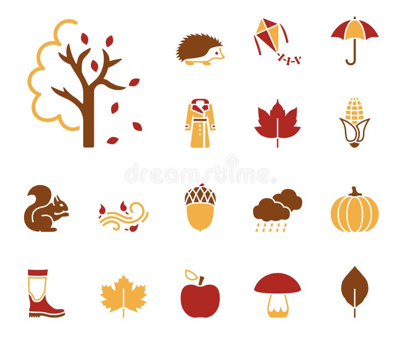 Autumn icon set stock illustration. Illustration of harvest - 140380533