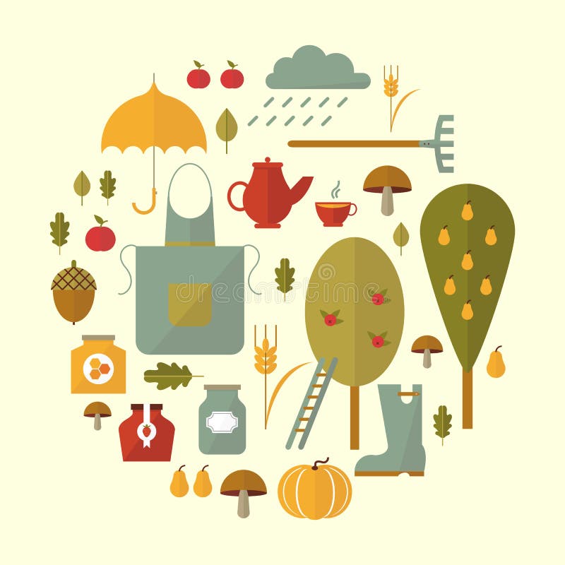 Autumn icon set stock vector. Illustration of graphic - 76721620