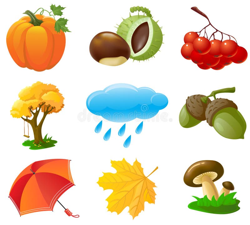 Hand Drawn Fall Autumn Symbols Stock Vector - Illustration of doodles ...