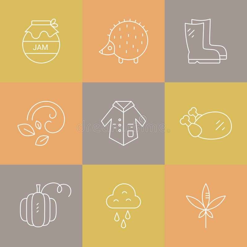 Fall Icons Collection stock vector. Illustration of graphic - 123341151