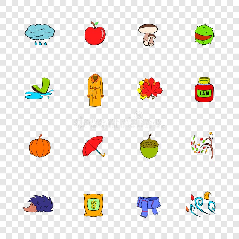 Autumn Icons Set, Pop-art Style Stock Illustration - Illustration of ...