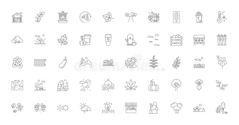 Autumn Ideas, Linear Icons, Line Signs Set, Vector Collection Stock ...